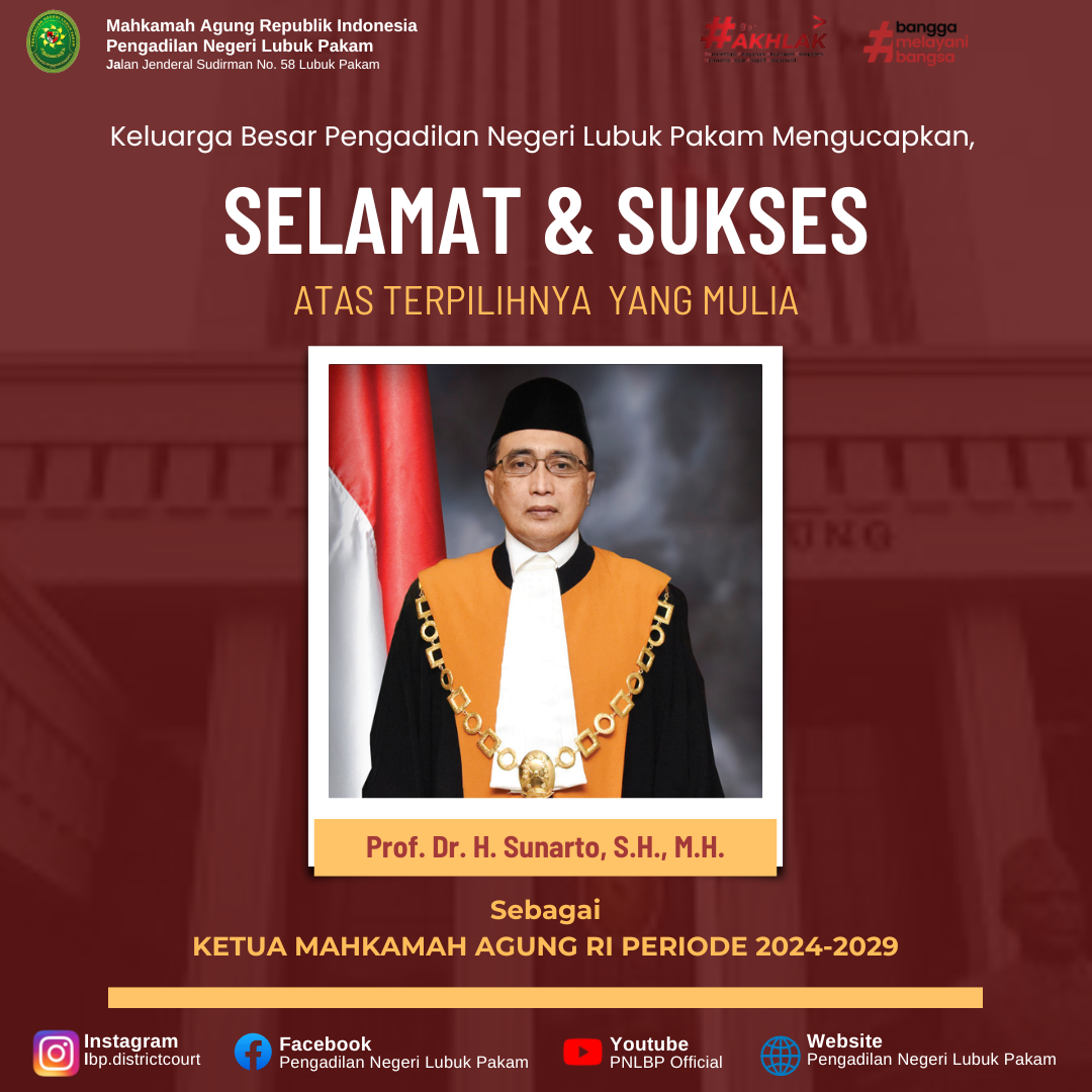 BAPAK PROF. DR. H. SUNARTO, S.H., M.H. TERPILIH SEBAGAI KETUA MAHKAMAH AGUNG REPUBLIK INDONESIA ...