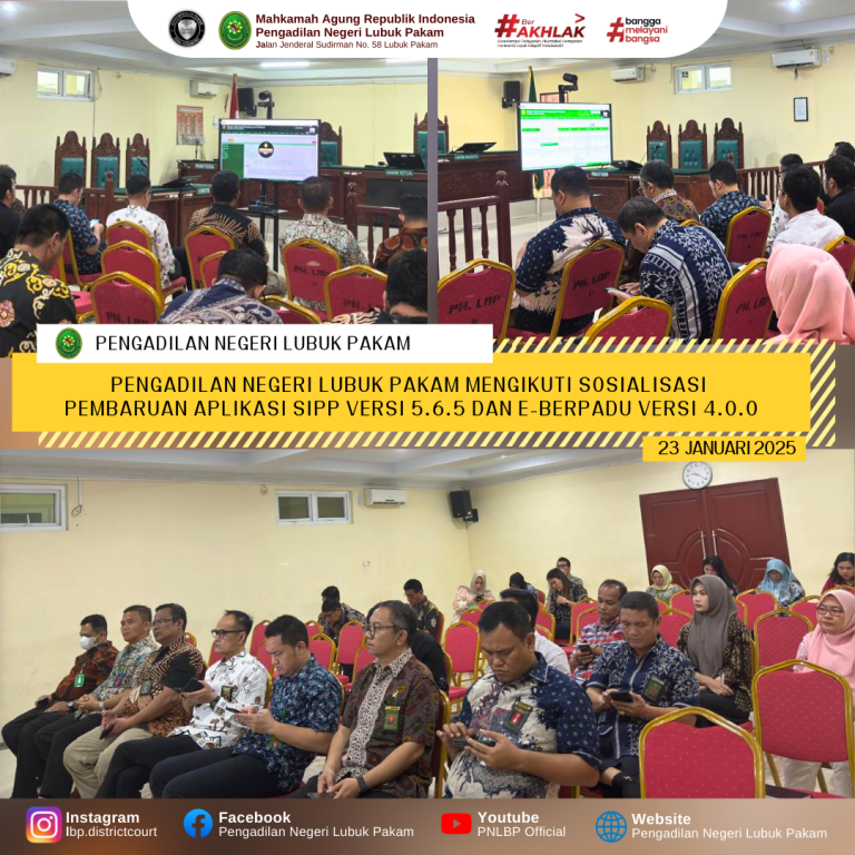 Pengadilan Negeri Lubuk Pakam Mengikuti Sosialisasi Pembaruan Aplikasi SIPP Versi 5.6.5 dan e ...
